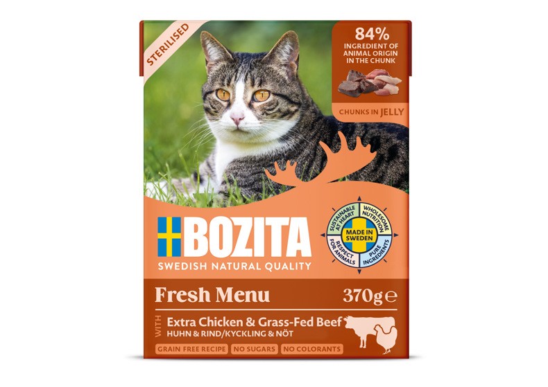 Bozita Feline Steriliseret Tetra Pieces i gelé Kylling/oks... | Vetapotek